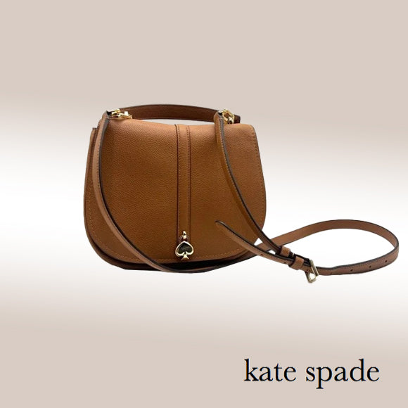 Kate Spade Kayla Pebbled Leather Saddle Bag – Warm Gingerbread – KismetMags